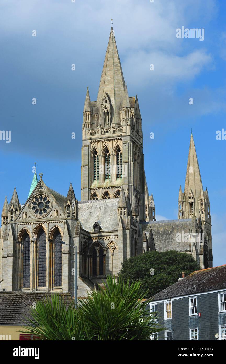 UNITED KINGDOM. ENGLAND. CORNWALLS. THE THREE SPIRES OF THE CATHEDRALE ...