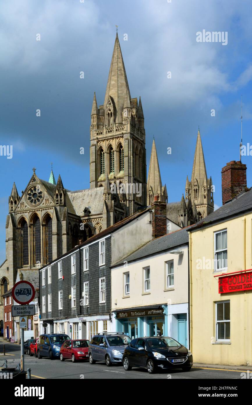 UNITED KINGDOM. ENGLAND. CORNWALLS. THE THREE SPIRES OF THE CATHEDRALE ...