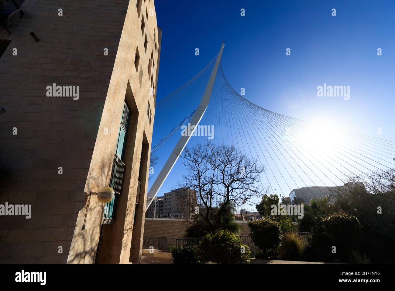 The famous String Bridge at the main entrance to the city of Jerusalem ...