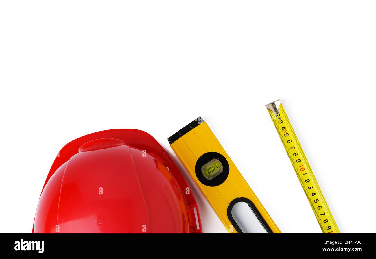 Engineer work tools isolated on white background Stock Photo - Alamy