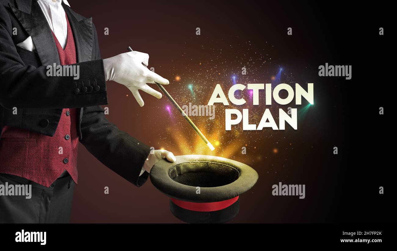 Magician is showing magic trick Stock Photo - Alamy