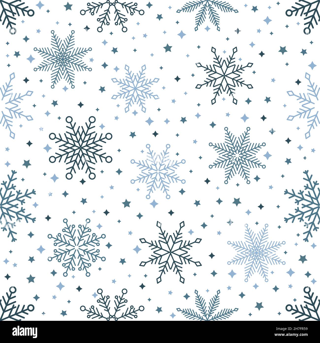 Simple Christmas seamless pattern. Snowflakes with different ornaments ...