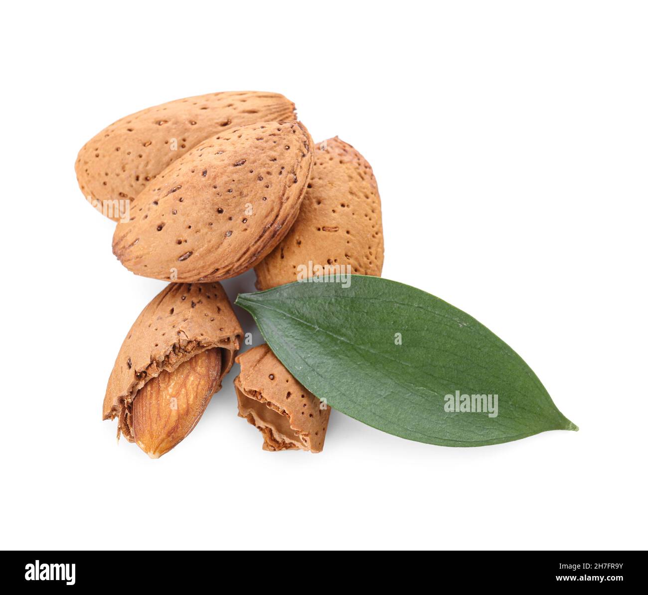 Fresh almond nuts on white background Stock Photo - Alamy