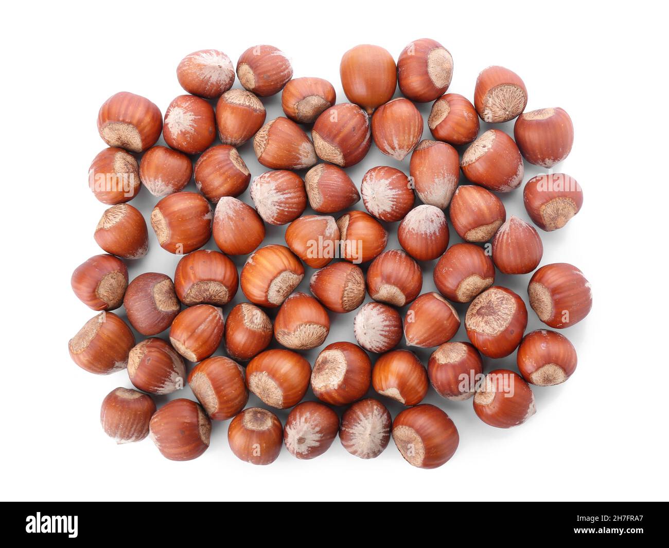 Heap of hazelnuts on white background Stock Photo - Alamy