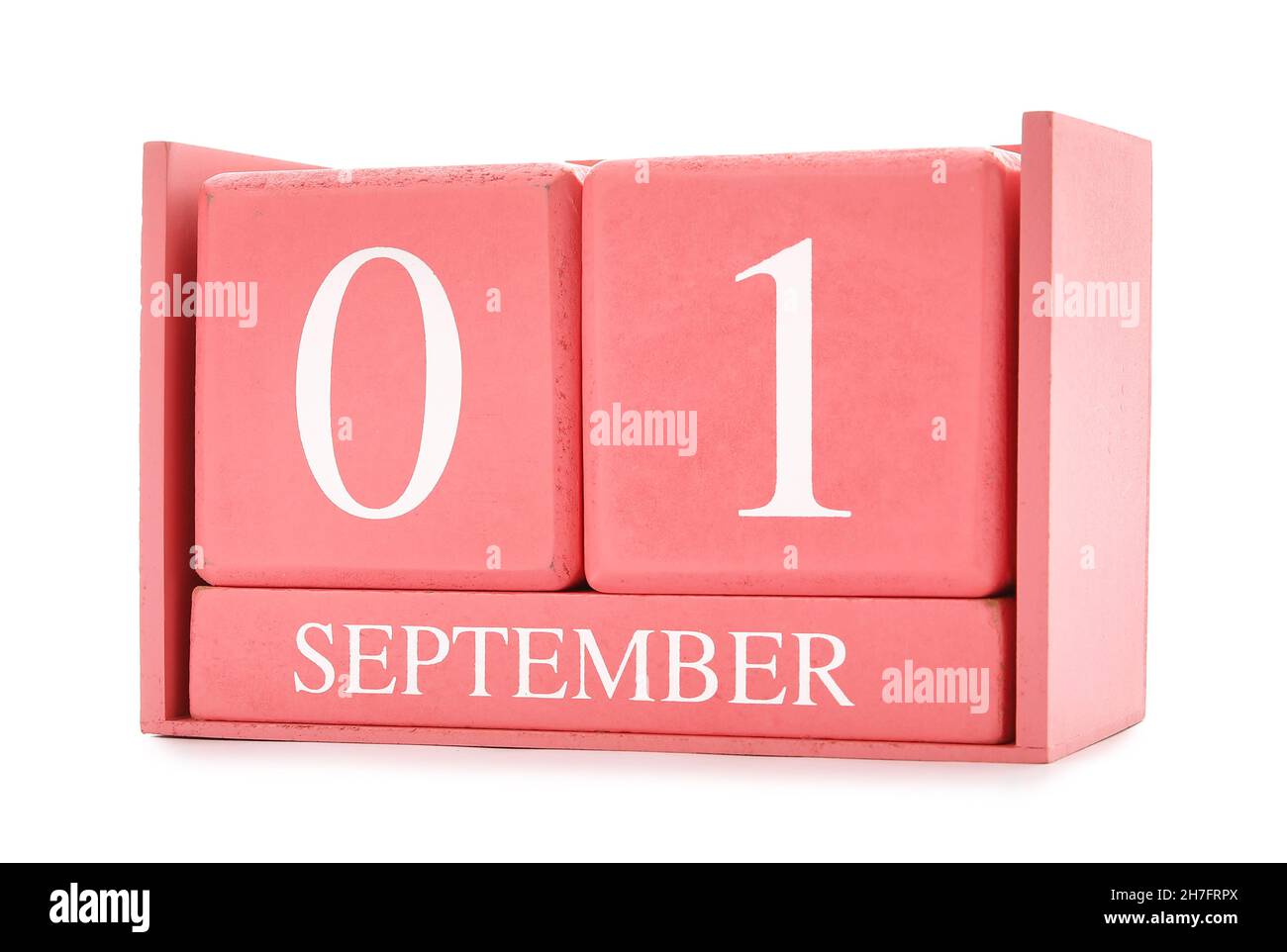 Calendar with date of September 1 on white background Stock Photo - Alamy