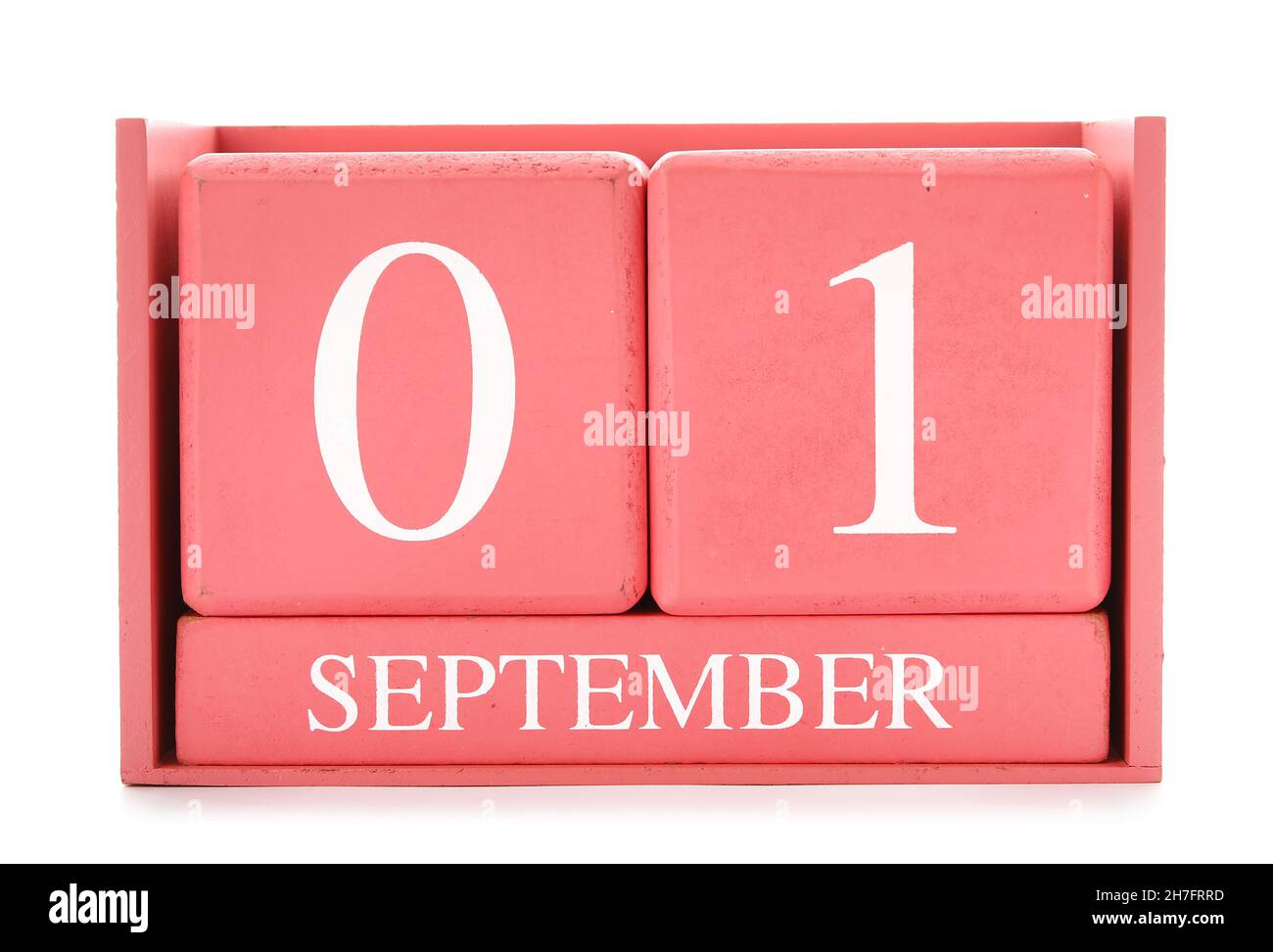 Calendar with date of September 1 on white background Stock Photo - Alamy