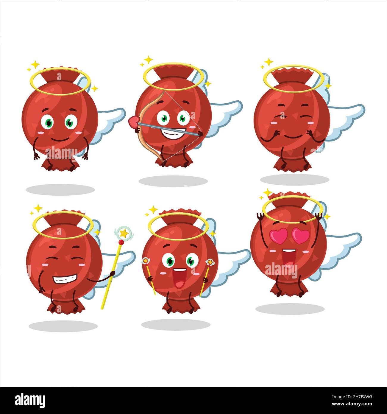 Red Candy Wrap Cartoon Designs As A Cute Angel Character Vector