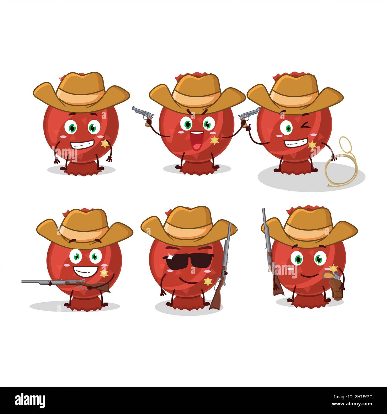 Cool cowboy red candy wrap cartoon character with a cute hat. Vector ...
