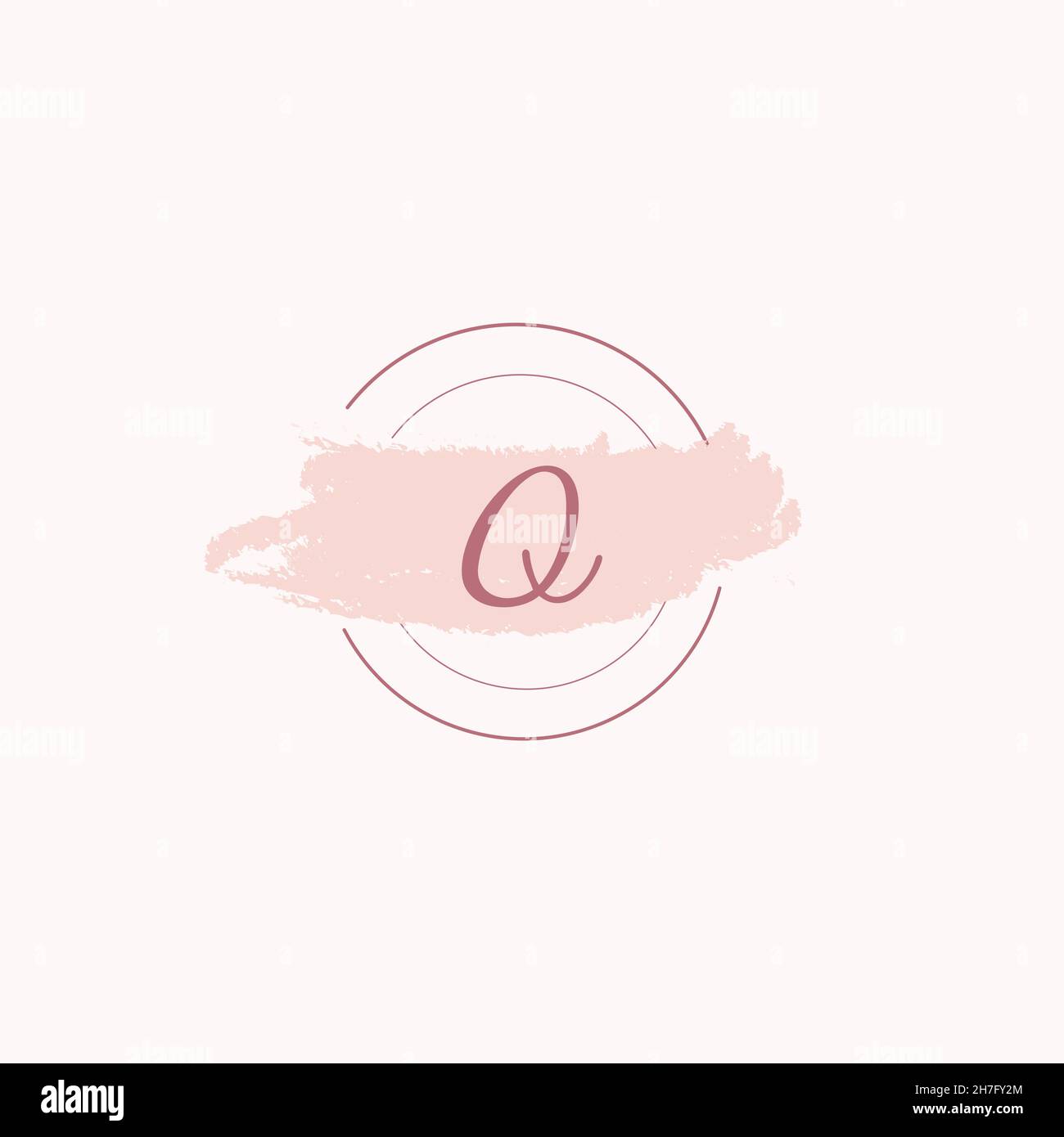 Initial letter alphabet Q watercolor logo icon, Feminine signature ...