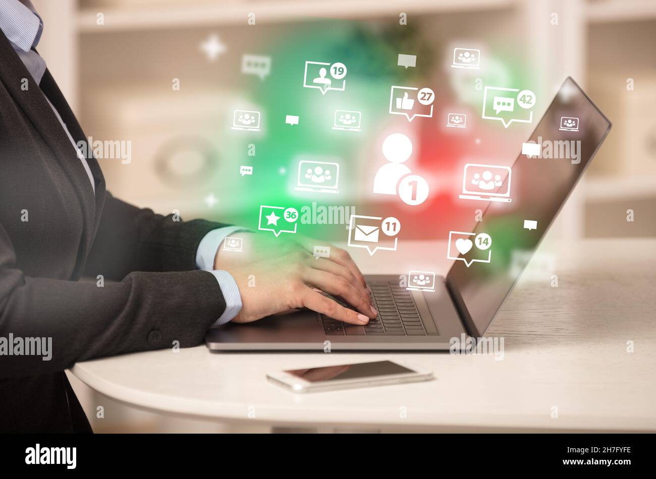 Young person surfing on social media network Stock Photo - Alamy