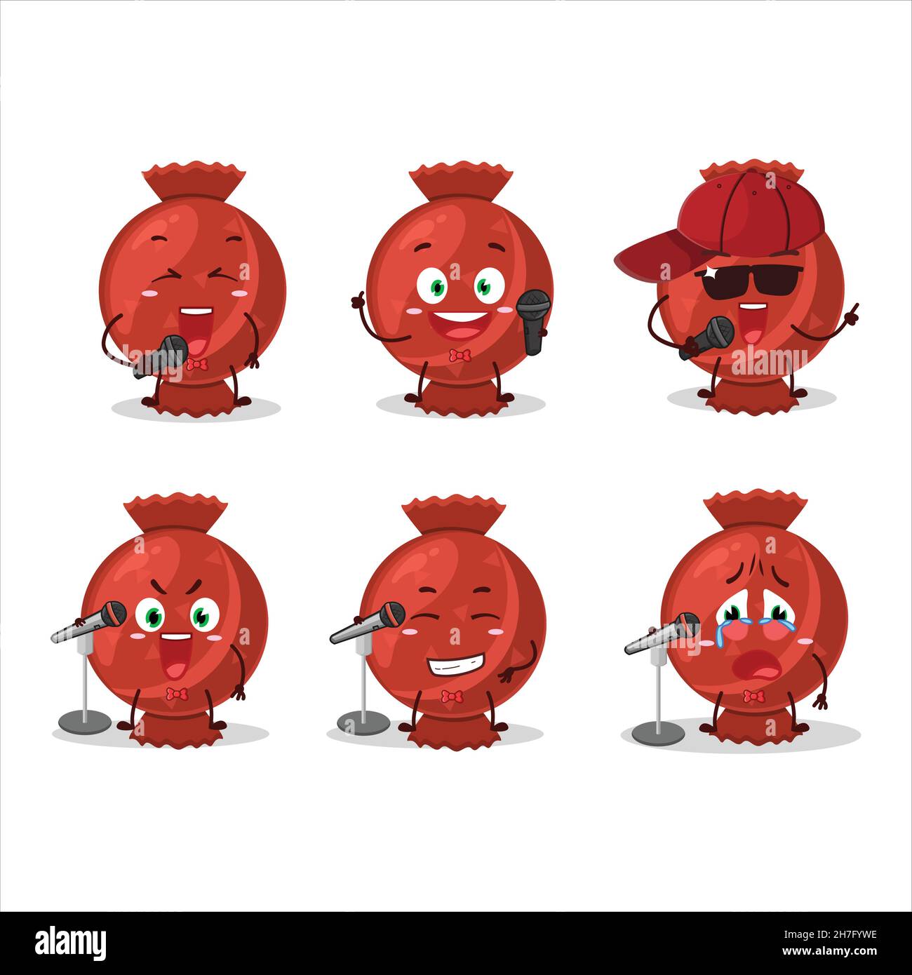 A Cute Cartoon design concept of red candy wrap singing a famous song ...