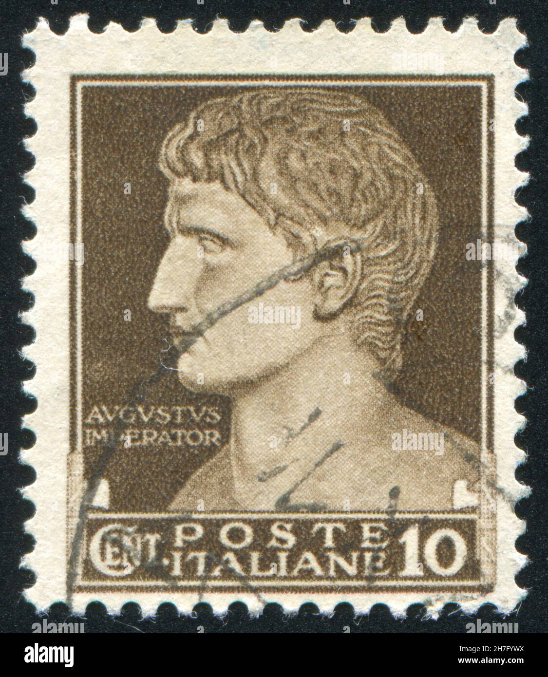 ITALY - CIRCA 1945: stamp printed by Italy, shows Augustus Caesar ...