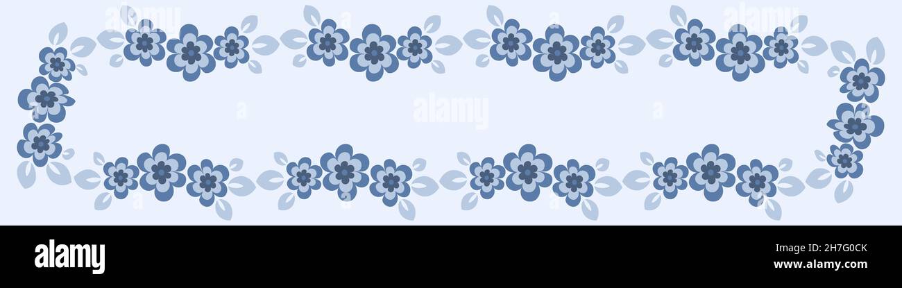 Illustration on a sheet of 4x1 format - stylized flowers with leaves ...