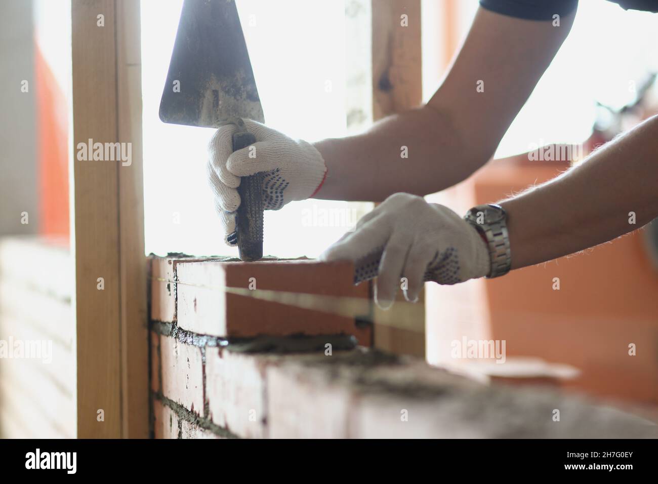 Brick wall in construction progress hi-res stock photography and images ...