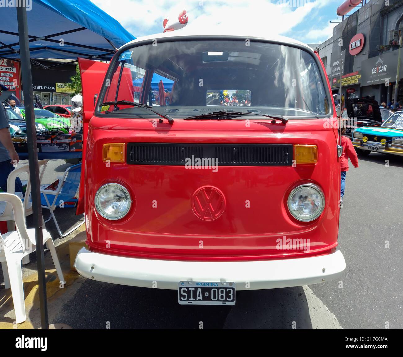 BUENOS AIRES, ARGENTINA - Nov 08, 2021: red Volkswagen Type 2 T2 ...