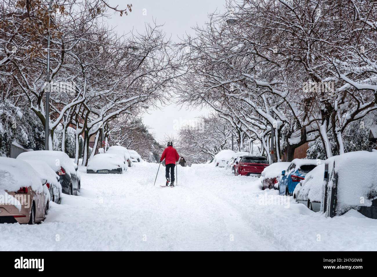People walking on a street during heavy snow storm Stock Photo - Alamy