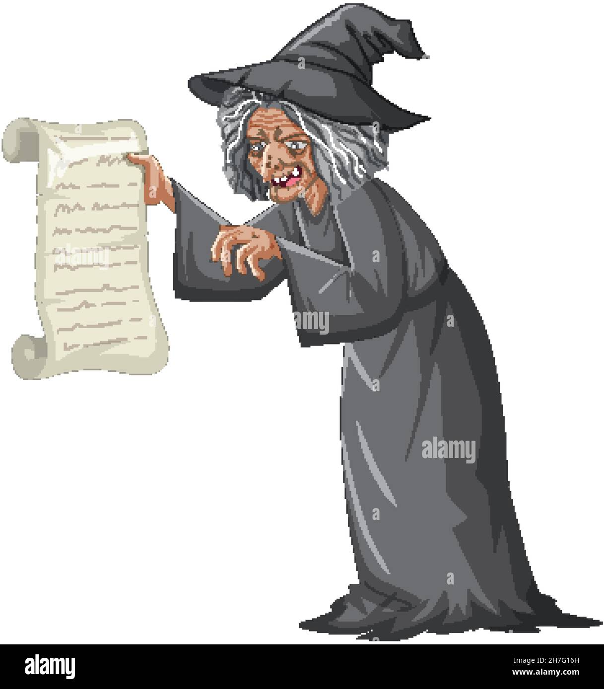 Wicked old witch character on white background illustration Stock ...