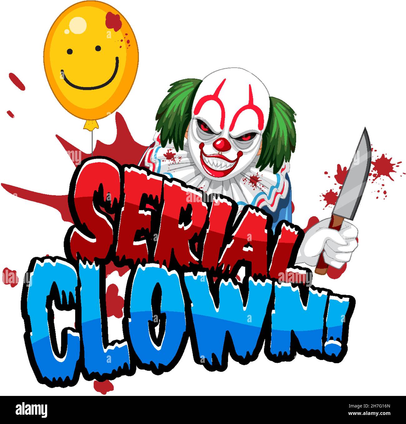 Serial killer with creepy clown character illustration Stock Vector ...