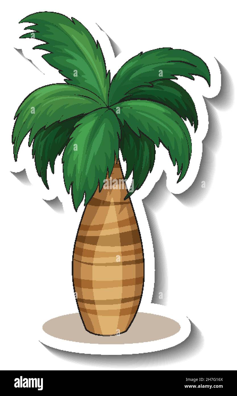 Palm tree sticker isolated on white background illustration Stock ...