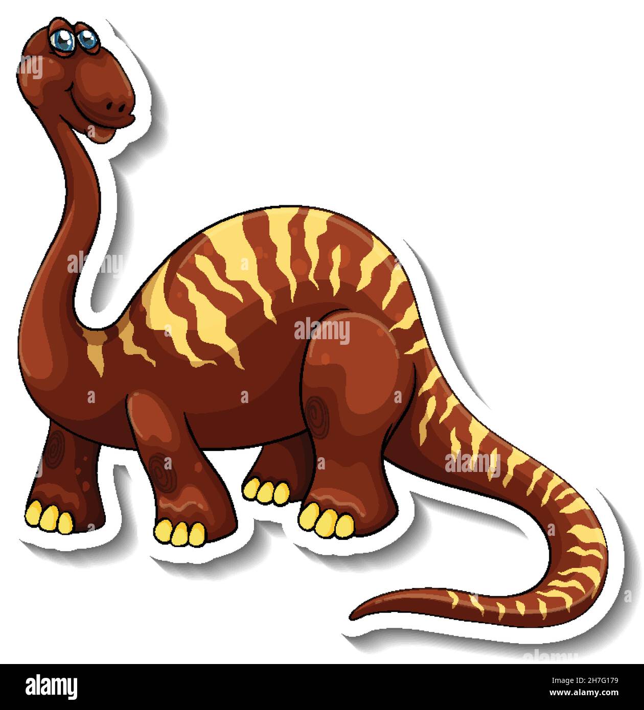 Brachiosaurus dinosaur cartoon character sticker illustration Stock ...