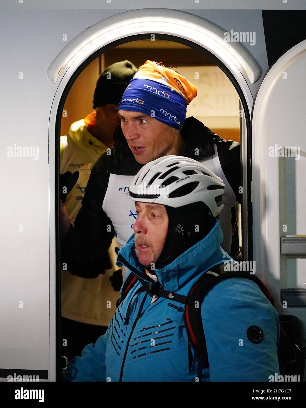 Kevin Sinfield during a rest stop at Starbucks, Neil Fox Way during the ...