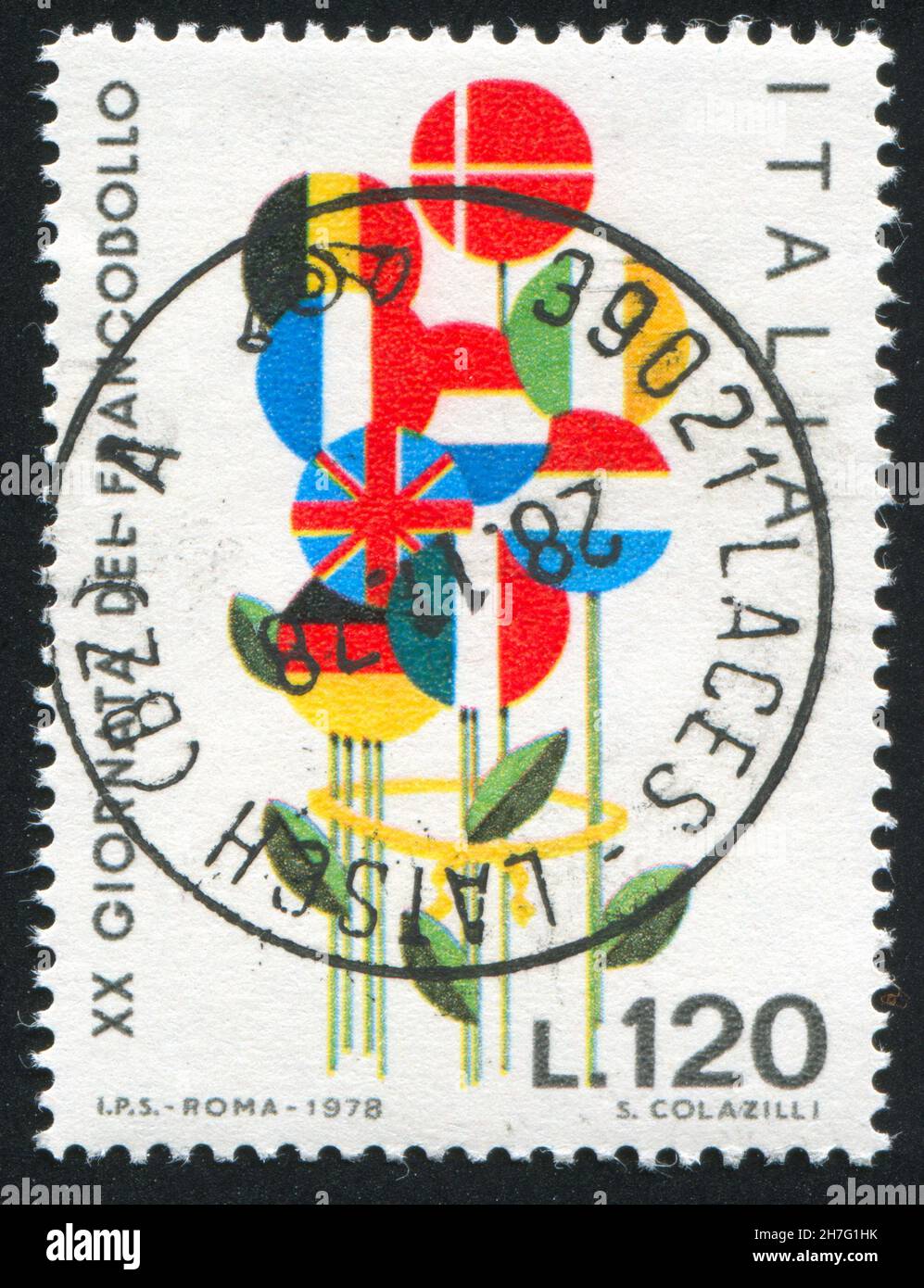 ITALY - CIRCA 1978: stamp printed by Italy, shows Flags as flowers ...