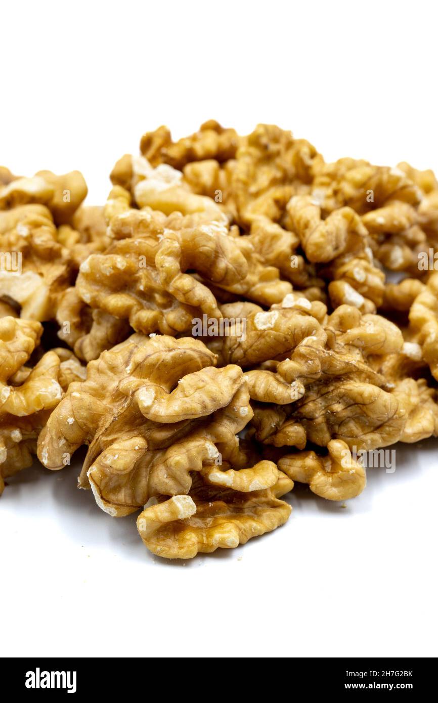Walnut kernel isolated on white background. Snack fresh nuts. close up ...
