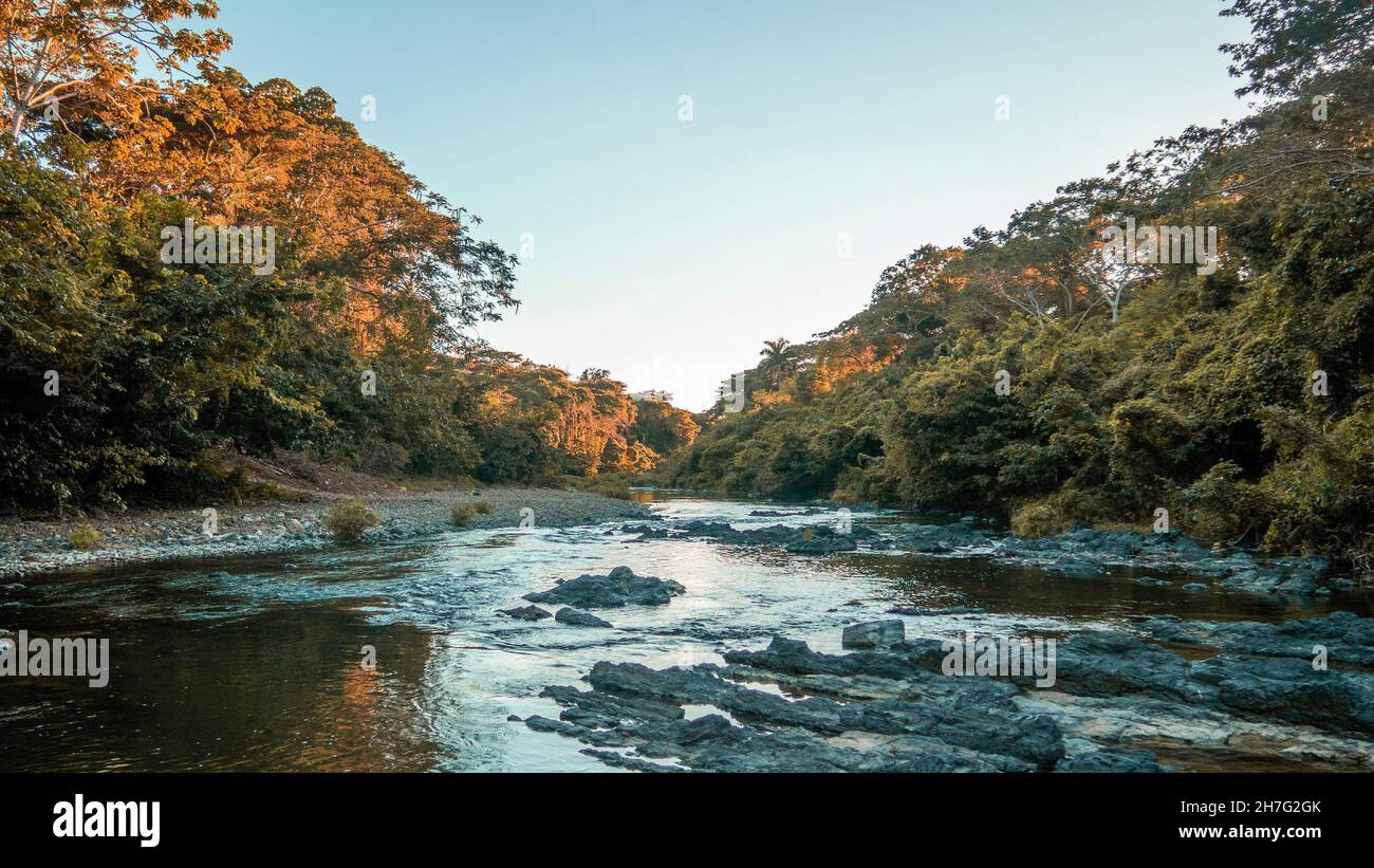 the beautiful nature in a calm afternoon between the mountains and the ...