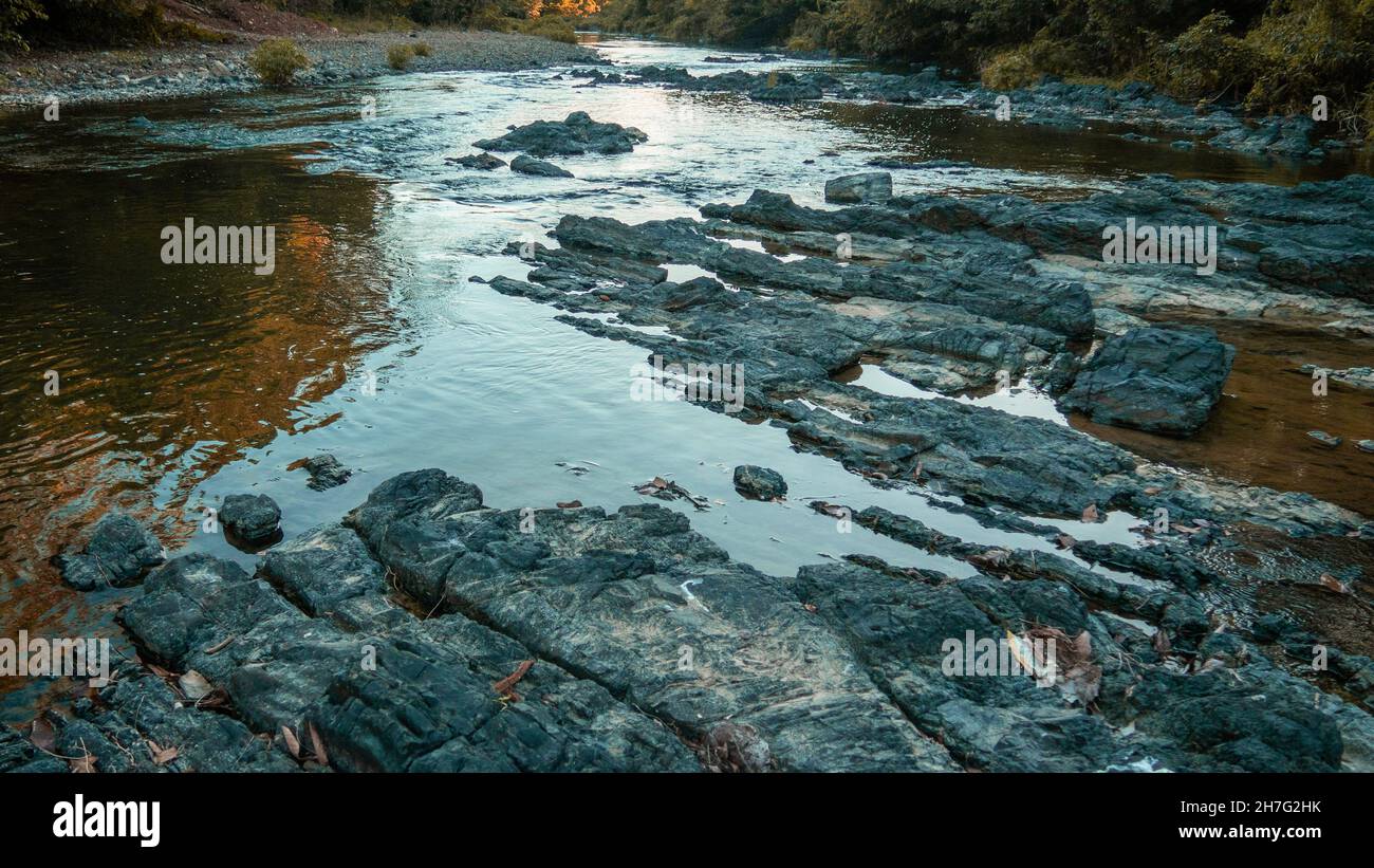 the beautiful nature in a calm afternoon between the mountains and the ...