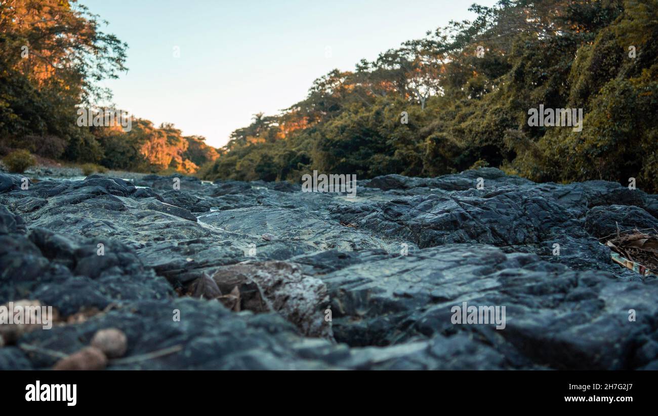 the beautiful nature in a calm afternoon between the mountains and the ...