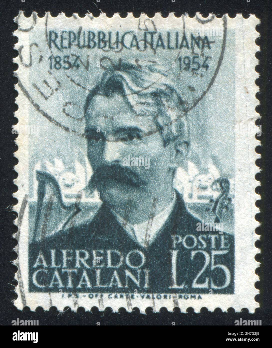 ITALY - CIRCA 1954: stamp printed by Italy, shows Alfredo Catalani ...