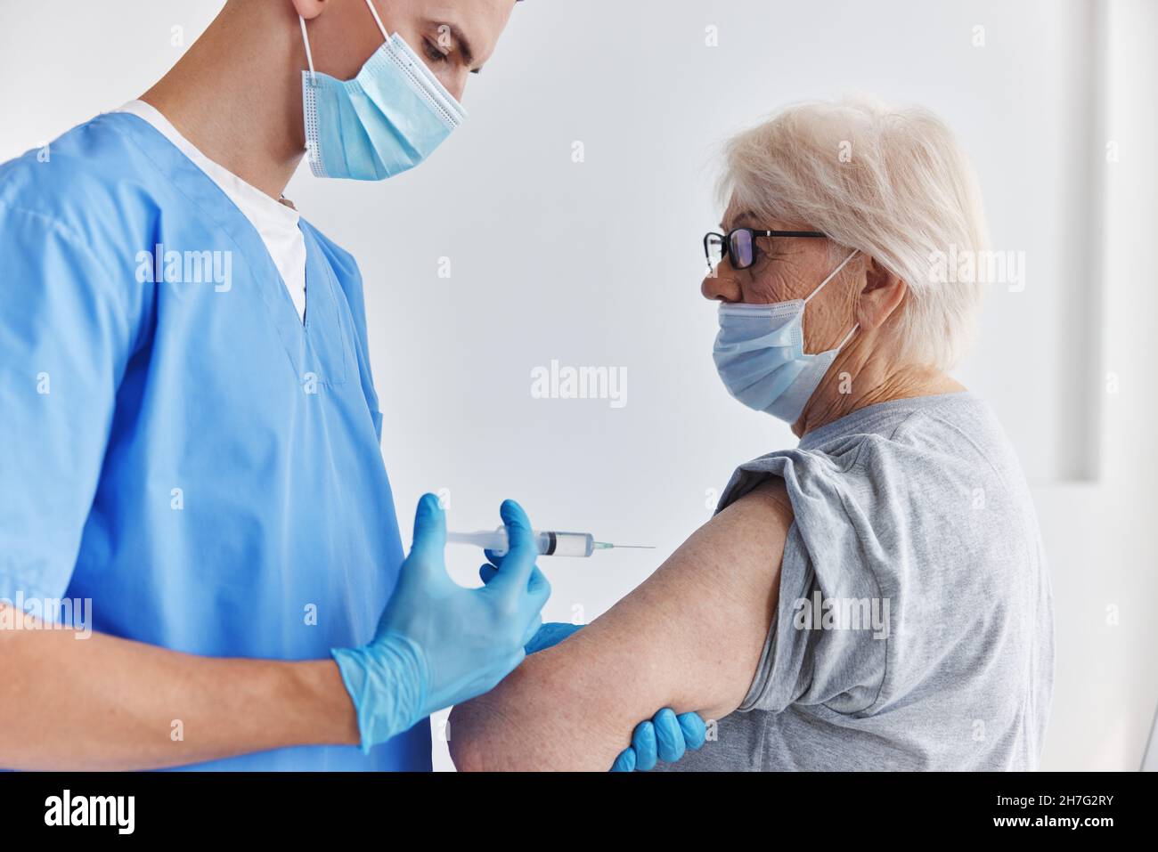 elderly woman arm injection vaccine passport immunization safety Stock ...