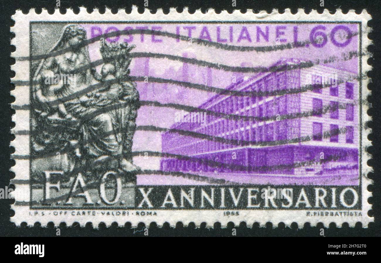 ITALY - CIRCA 1955: stamp printed by Italy, shows FAO headquarters in ...