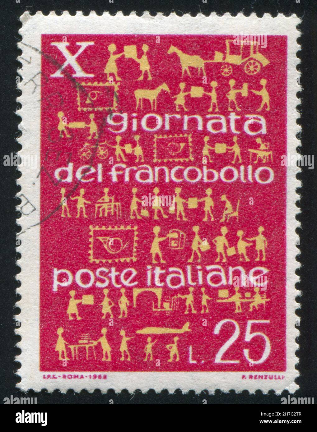 ITALY - CIRCA 1968: stamp printed by Italy, shows Development of postal ...