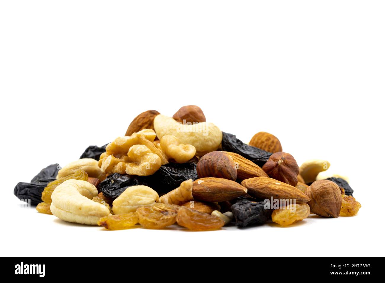 Mixed nuts isolated on white background. Snack fresh nuts. close up ...