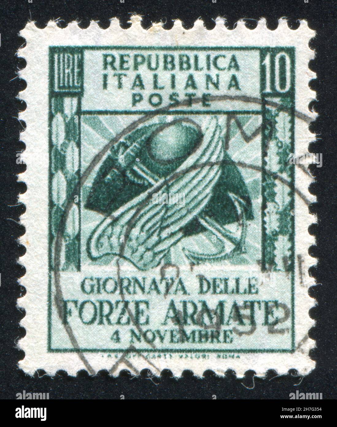 ITALY - CIRCA 1952: stamp printed by Italy, shows Symbols of army, navy ...