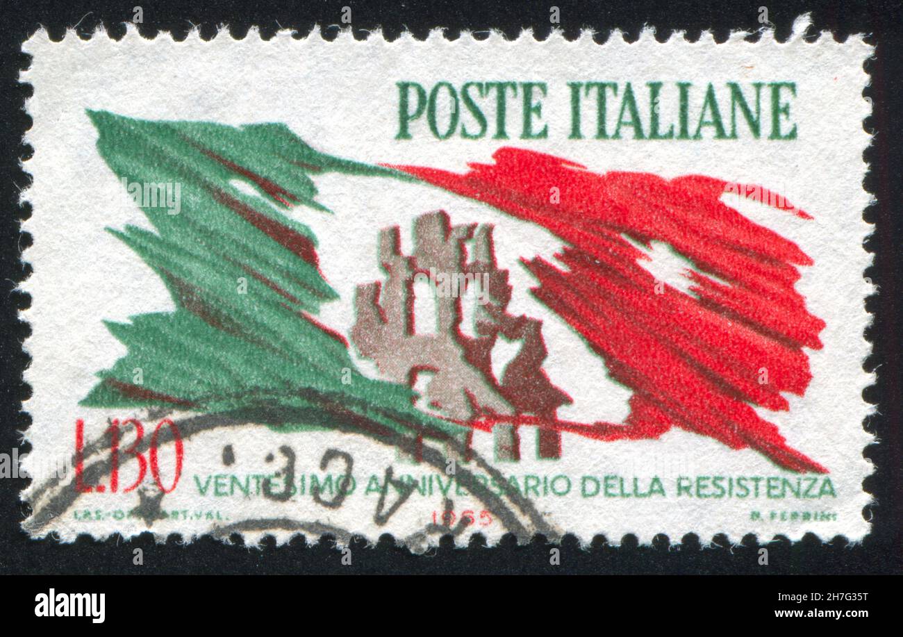 ITALY - CIRCA 1965: stamp printed by Italy, shows Ruins of city and ...