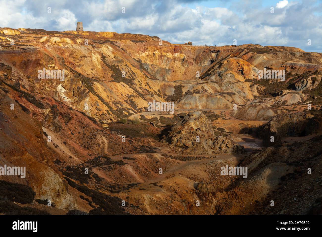 The very colourful disused copper mine at amlwch copper kingdom, Wales ...