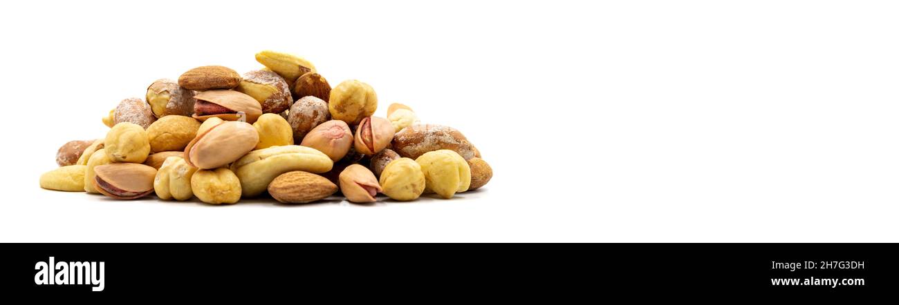 Mixed nuts isolated on white background. Snack fresh nuts. close up ...