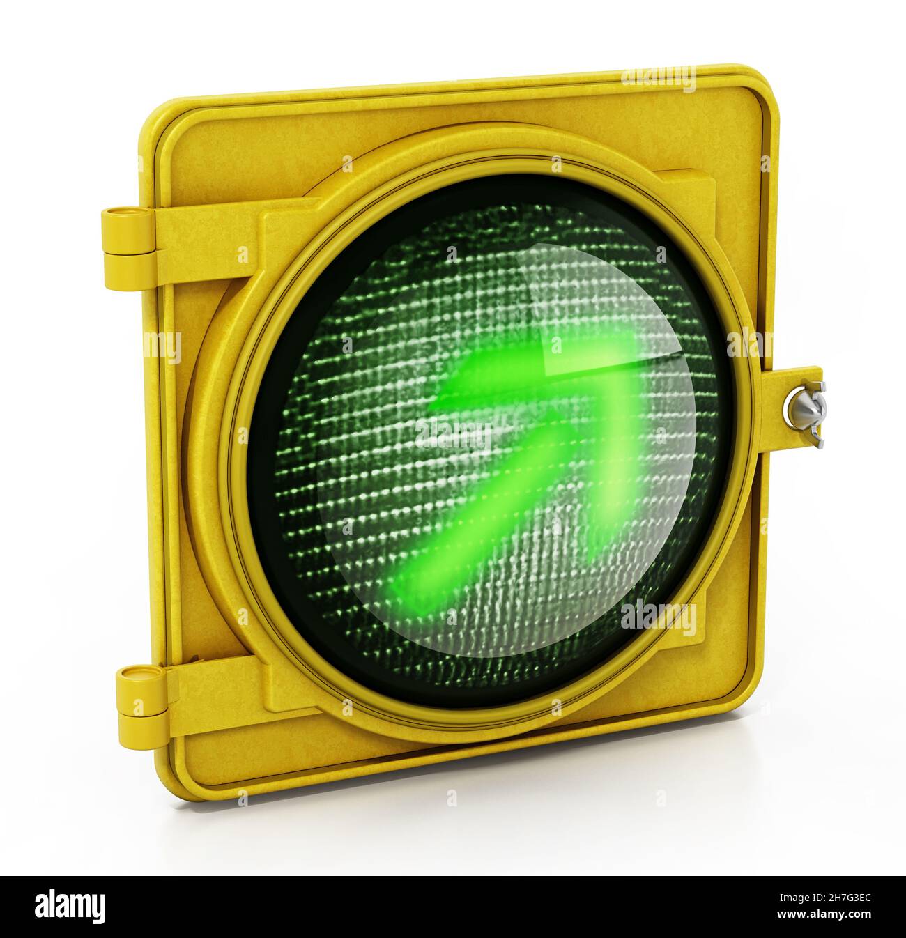Right turn traffic lamp isolated on black background. 3D illustration ...