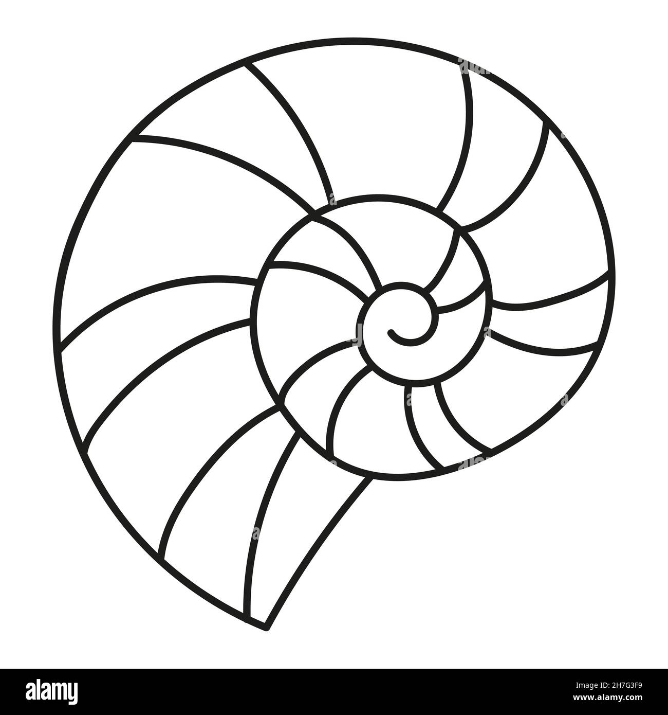 One single line drawing of beauty scallop for Chinese restaurant logo ...