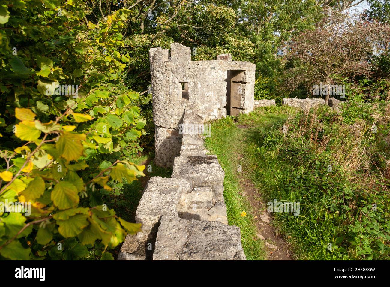 Castell Aberlleiniog Castle ruins. Llangoed, Isle of Anglesey (Ynys Mon ...
