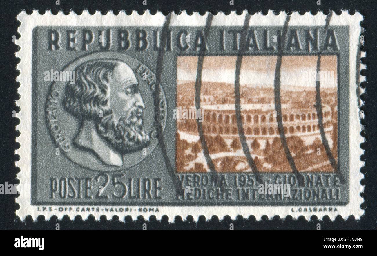 ITALY - CIRCA 1955: stamp printed by Italy, shows Portrait of Girolamo ...