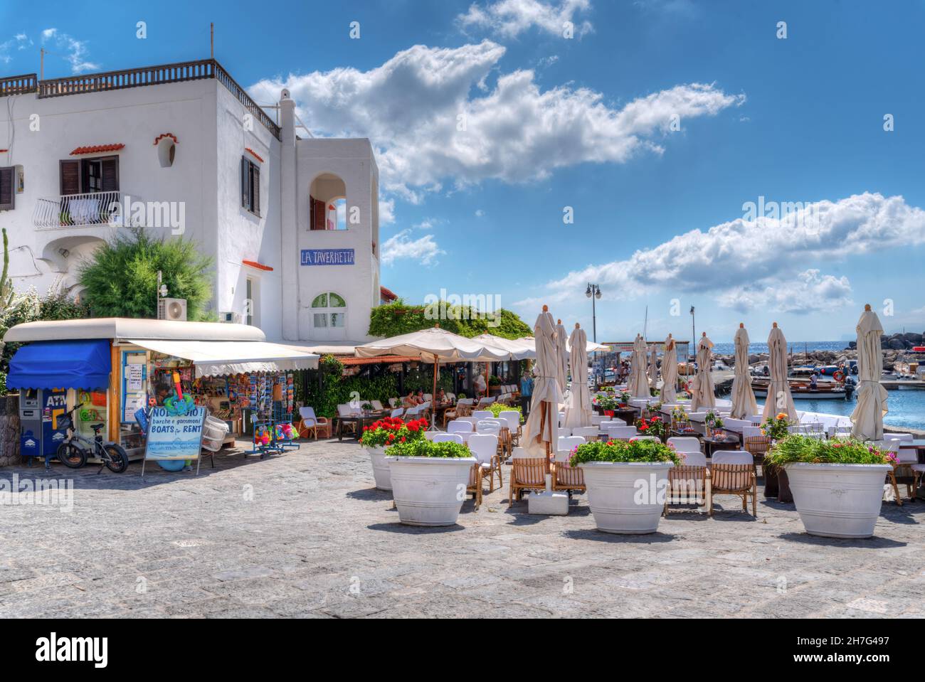 Naples, Ischia, Italy - July 05 2021: the square of Sant Angelo fishing ...