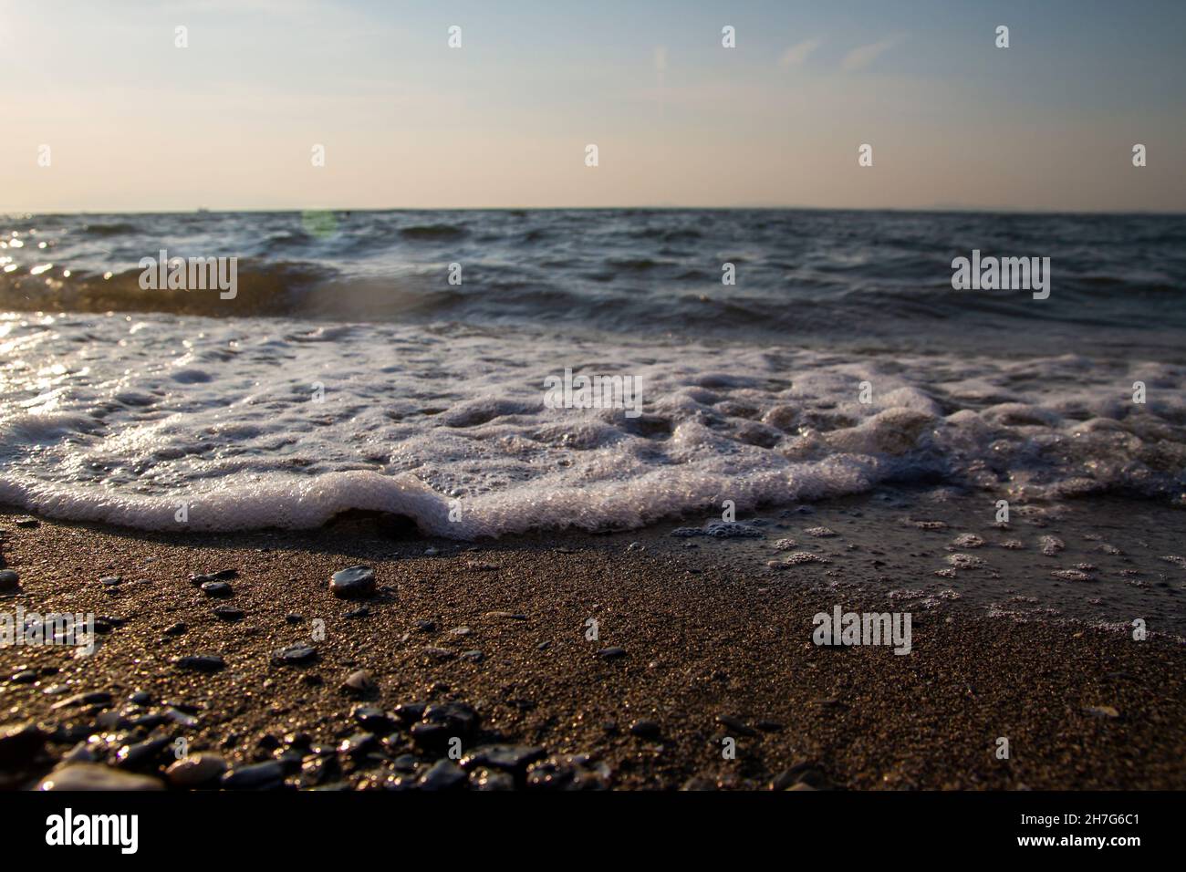 Evening sky with dramatic clouds over the sea. Dramatic sunset over the ...