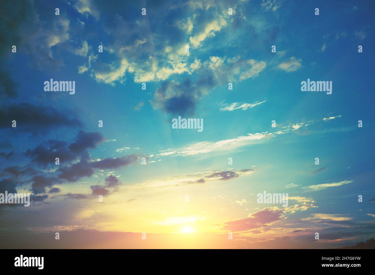 Blue cloudy sky at sunset. Sky texture. Abstract nature background ...