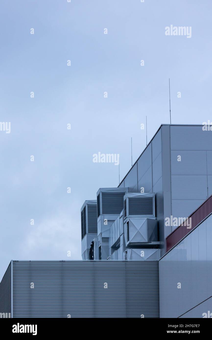 Air condition and ventilation station HVAC on top of the building ...