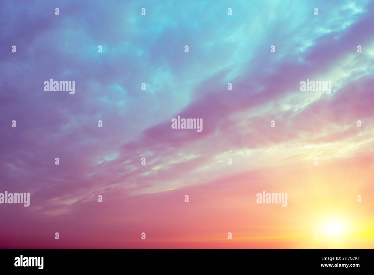 Colorful cloudy sky at sunset. Gradient color. Sky texture, abstract ...