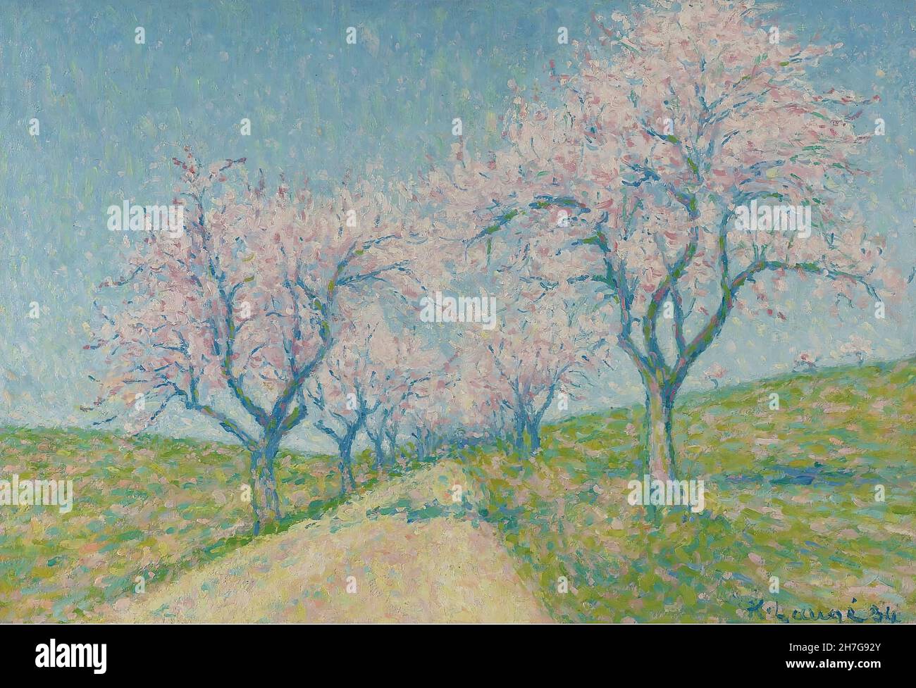 Achille Lauge - The Road Boarding by Almond-Trees in Bloom - 1934 Stock Photo - Alamy