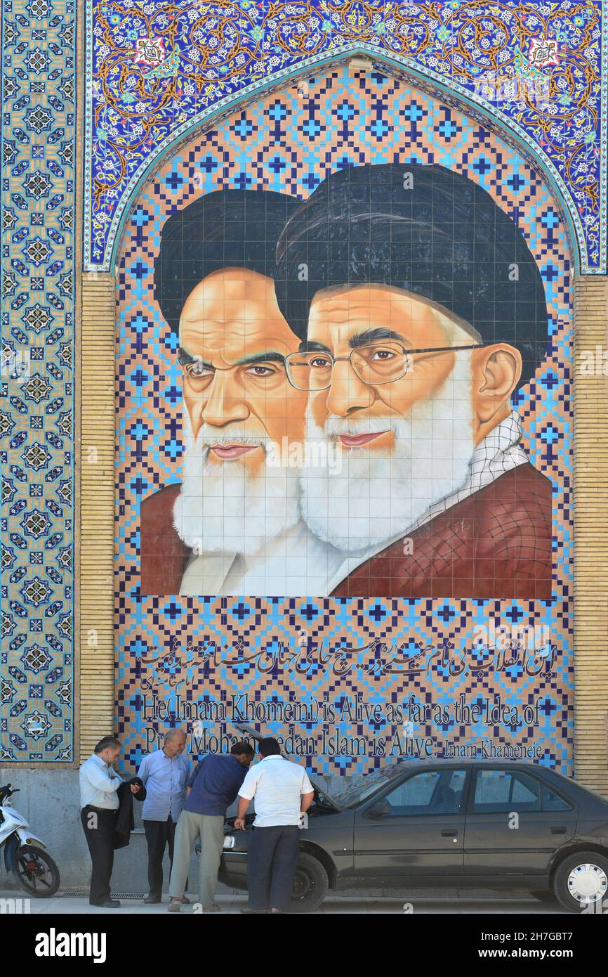 IRAN. ISPAHAN ESFAHAN. TOMB OF HARUN VILAYET. FRESCOE WITH THE ...